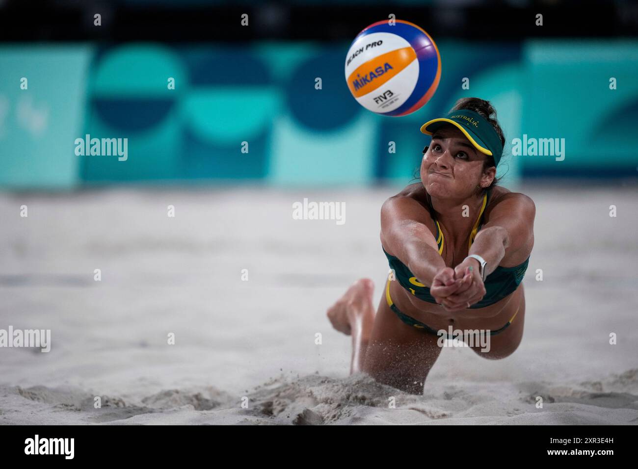 Australia's Mariafe Artacho Del Solar dives for the ball during the ...