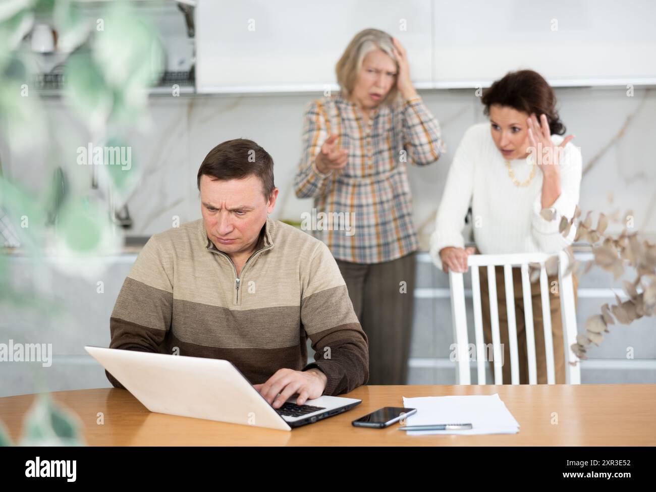 Family quarrel of three people Stock Photo - Alamy