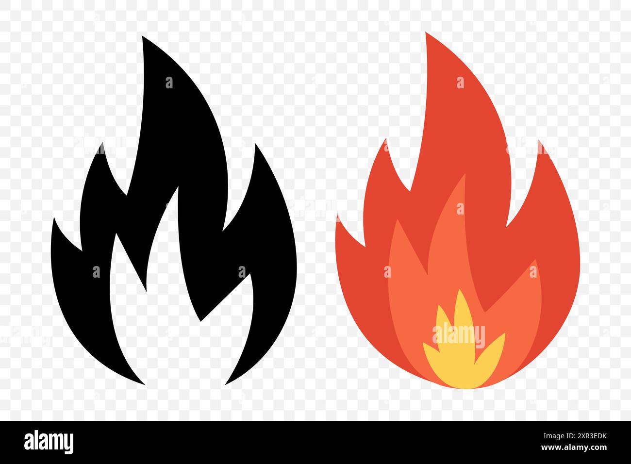 Vector Fire Flame Isolated Icon Set. Campfire, Bonfire, Flame Sign ...