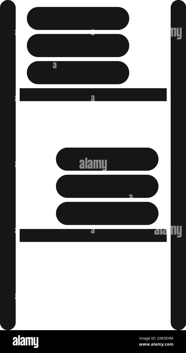 Simple icon of a clothes rail with stacked folded clothes on the ...