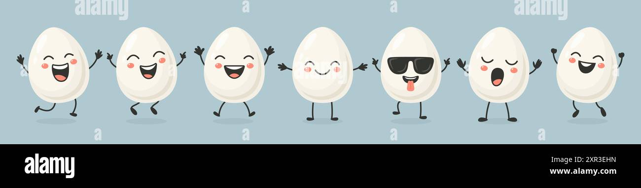 Vector Egg Character Set. Dancing, Smiling, Happy and Singing Egg with ...