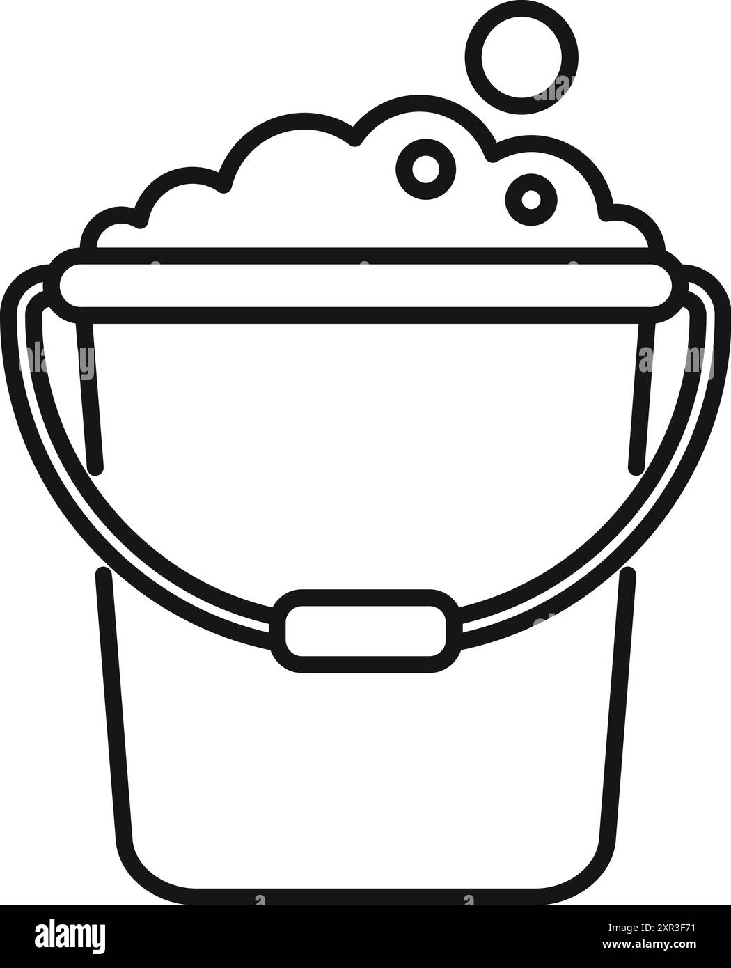 Simple line drawing of a bucket filled with water and soap suds, ready ...