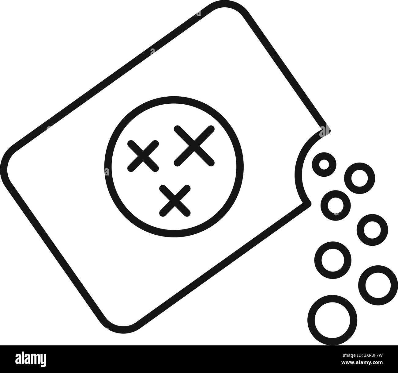 Line art icon of a rat poison pack spilling toxic pills, representing ...