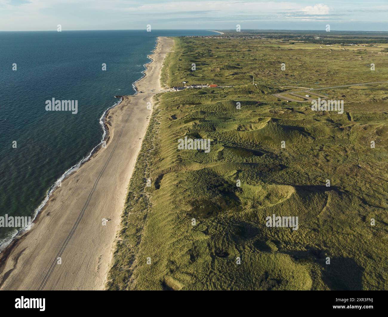 Aerial view of sand dunes at Thy National Park on the west coast of ...