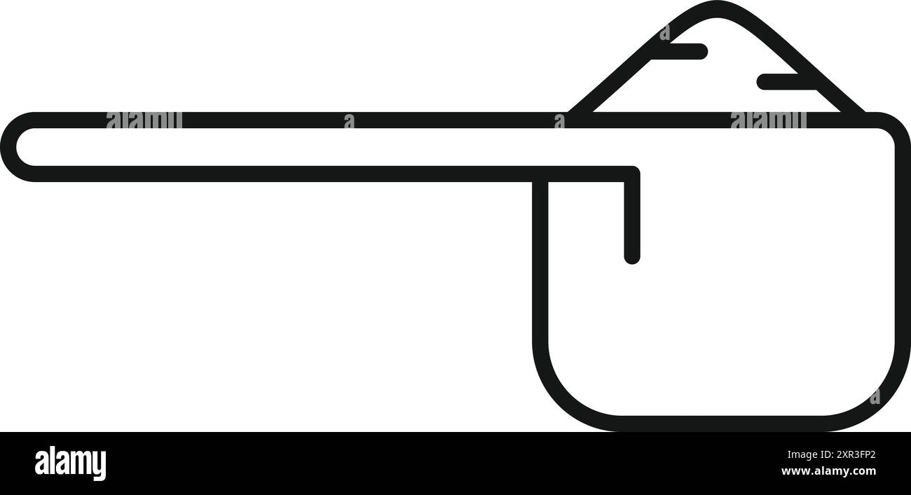 Measuring scoop holding protein powder icon. Outline measuring scoop ...
