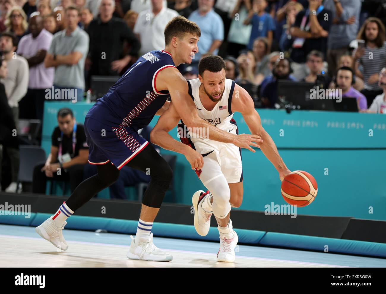 PARIS, FRANCE - AUGUST 08: Stephen Curry of United States, Bogdan ...