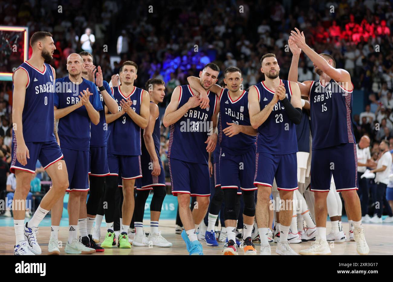 PARIS, FRANCE - AUGUST 08: Team Serbia disappointed after the Men's ...