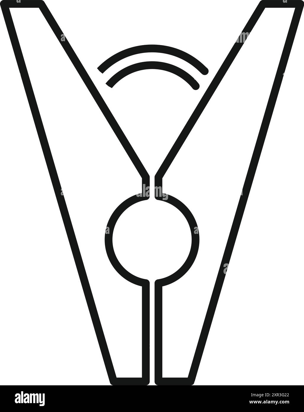 Simple black and white line drawing of a clothes peg, for holding ...