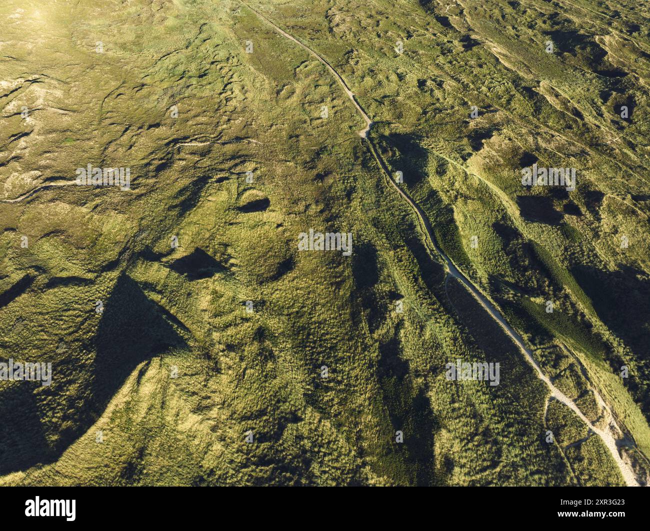 Aerial view of sand dunes at Thy National Park on the west coast of ...