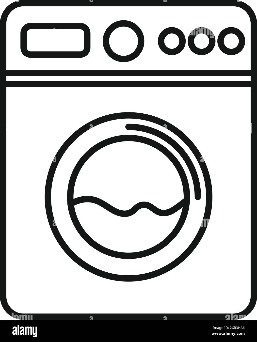 Simple laundry icon depicting a front loading washing machine running a ...
