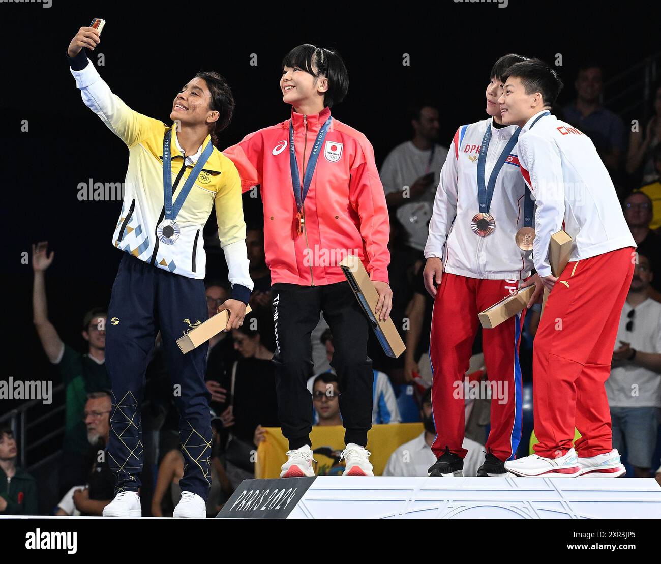 Paris, France. 8th Aug, 2024. Silver medalist Lucia Yamileth Yepez ...