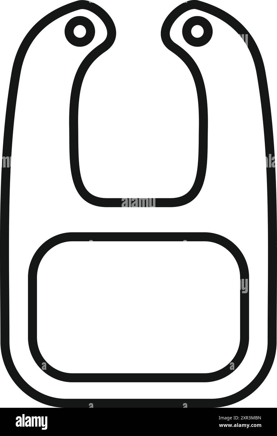 Simple black and white line drawing of a baby bib with a pocket, ideal ...