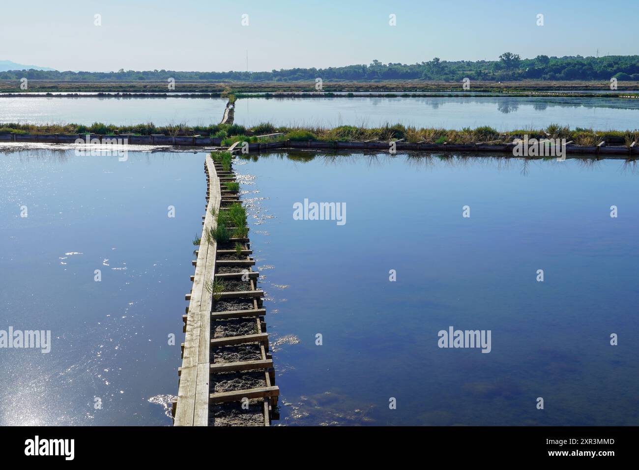 Salt lake for sea salt mining, produced from the evaporation of ...