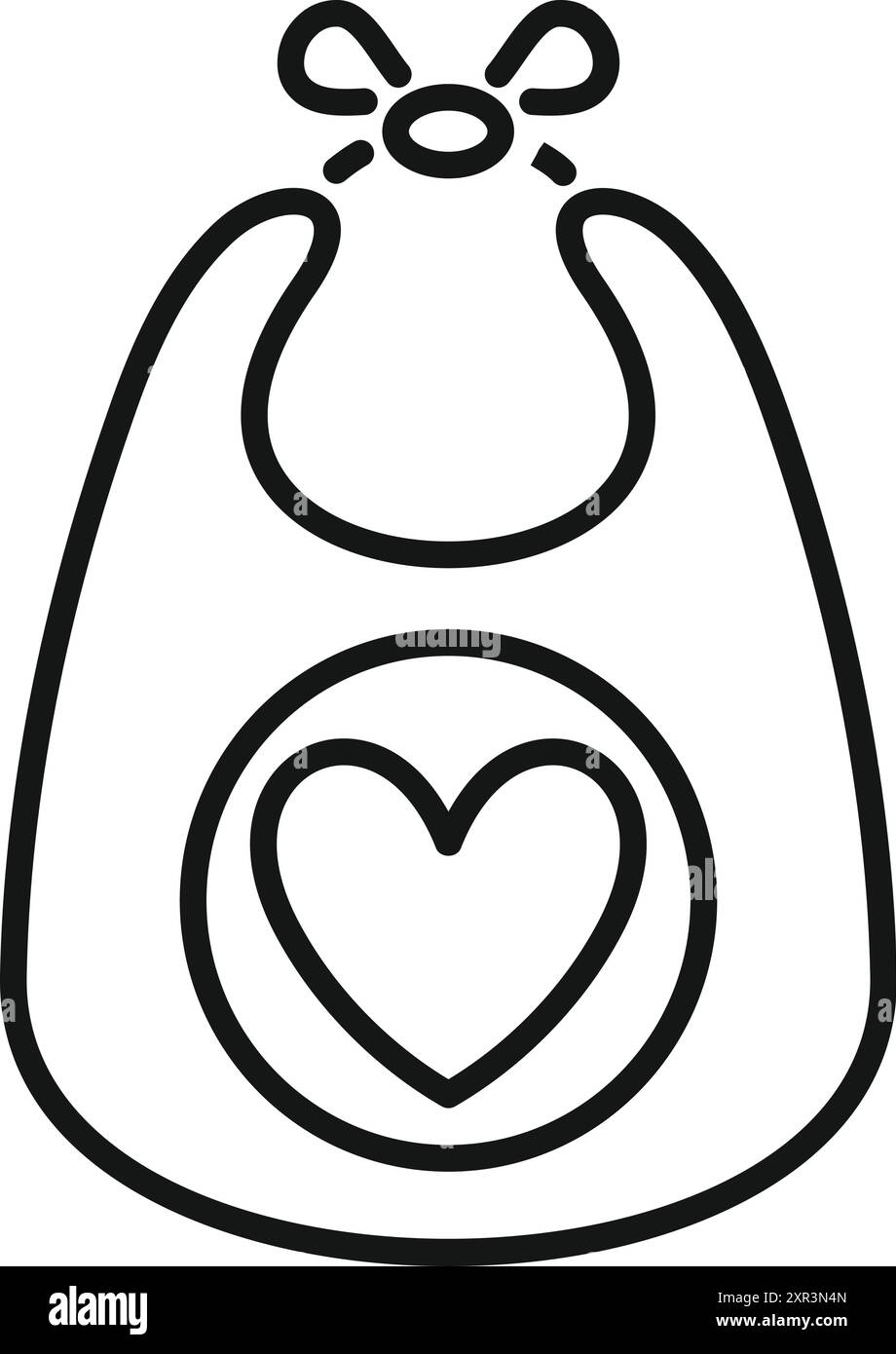 Line drawing of a baby bib with a heart shape, protecting clothes from ...
