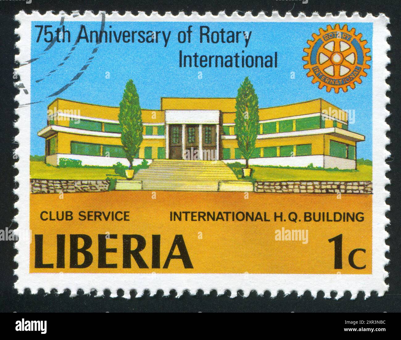 LIBERIA - CIRCA 1979: stamp printed by Liberia, shows Rotary emblem and rotary international ...