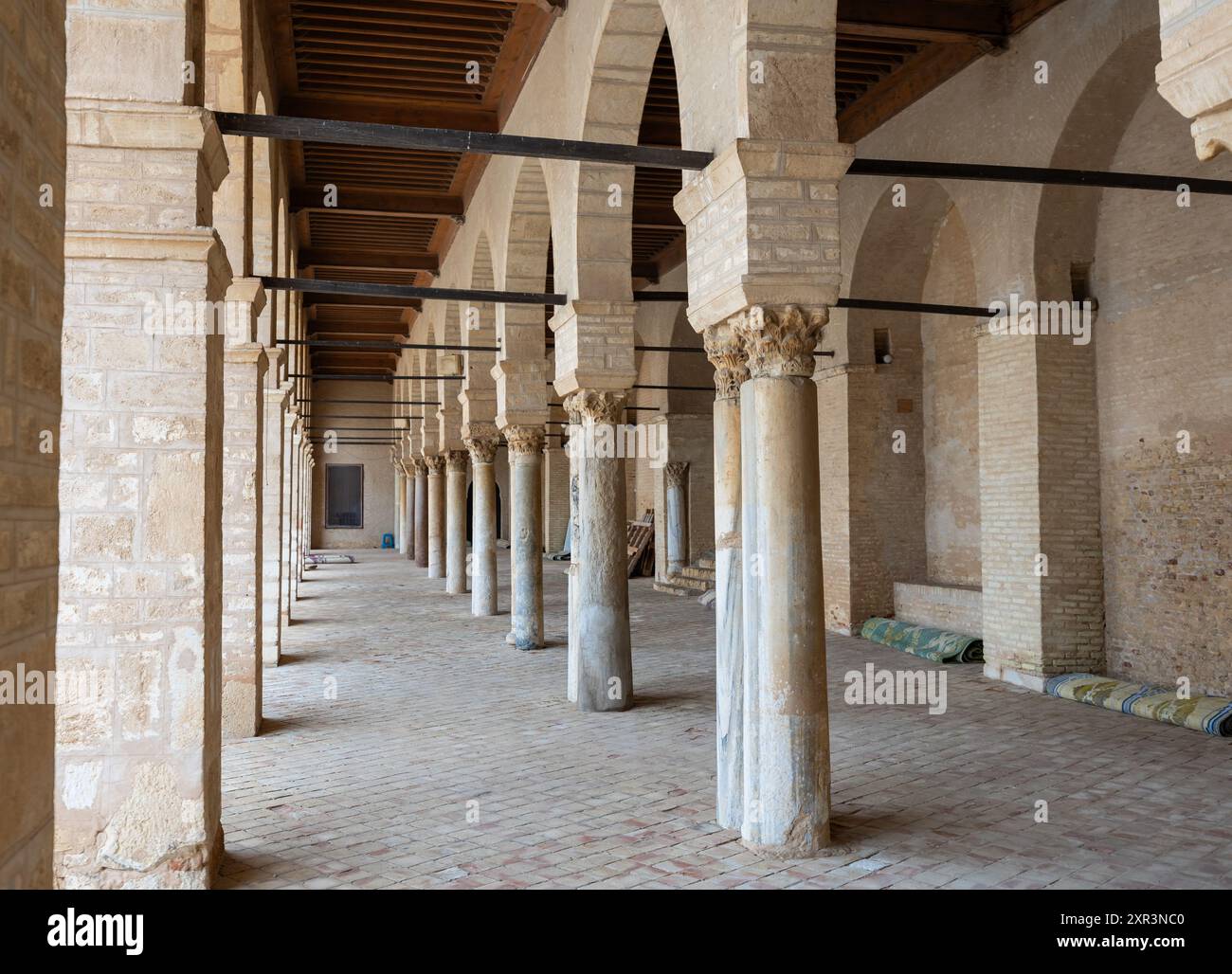 Columns at ninth century Great Mosque in Kairouan Tunisia the oldest ...