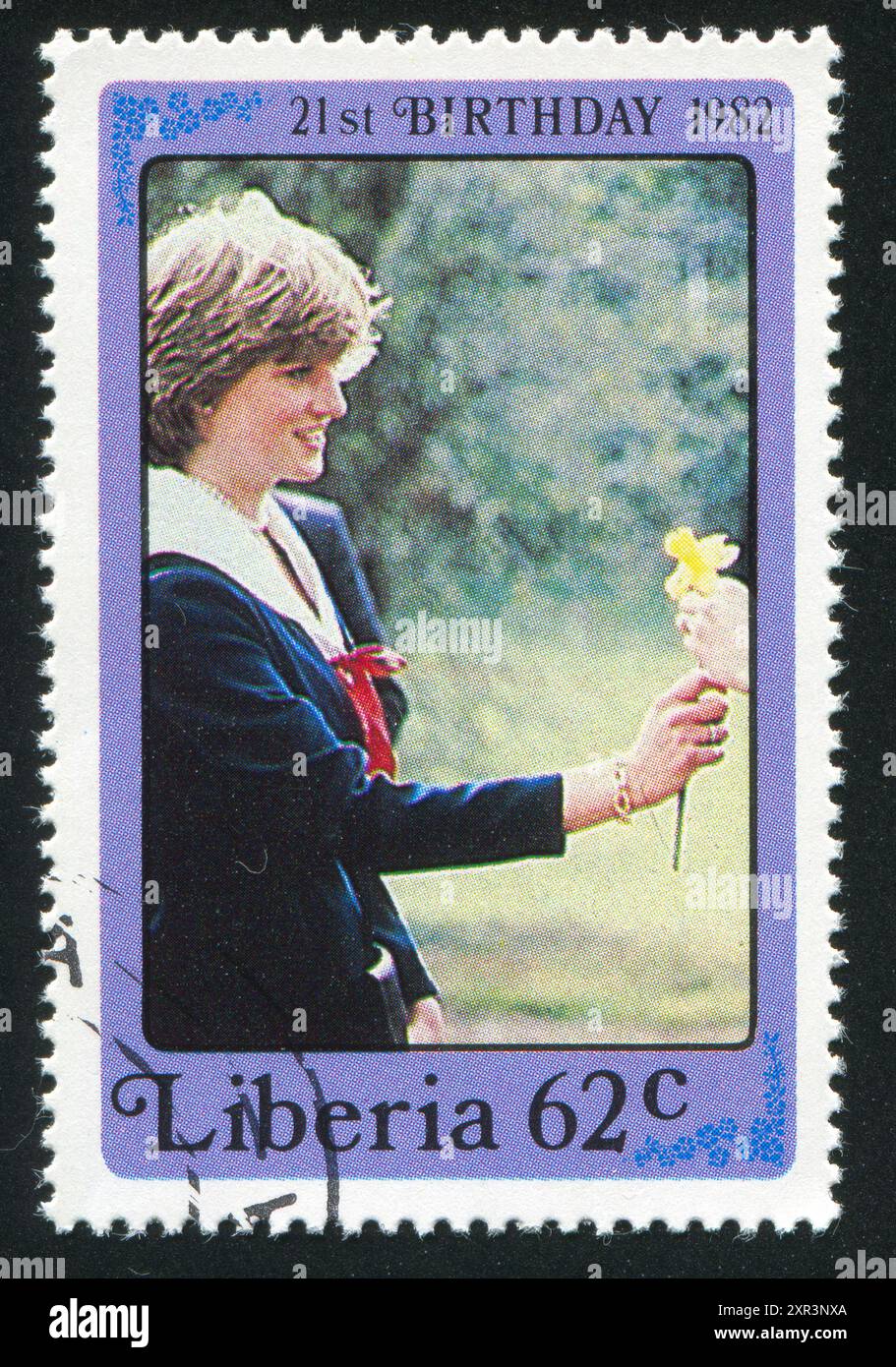 LIBERIA - CIRCA 1982: stamp printed by Liberia, shows Princess Diana ...