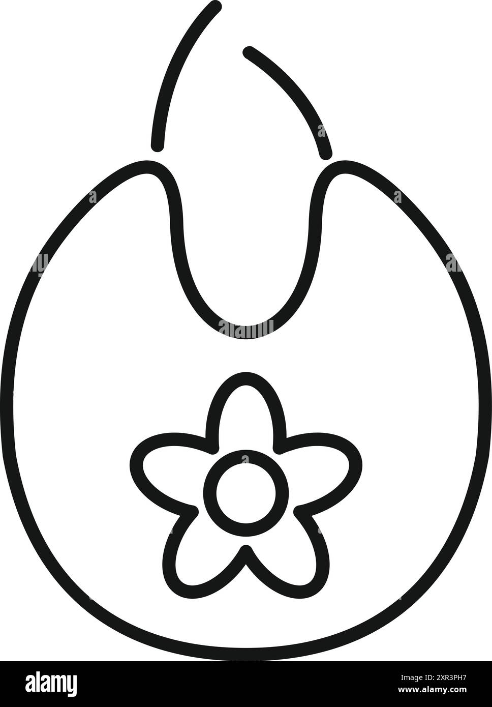 Simple line drawing of a baby bib, decorated with a flower, perfect for ...