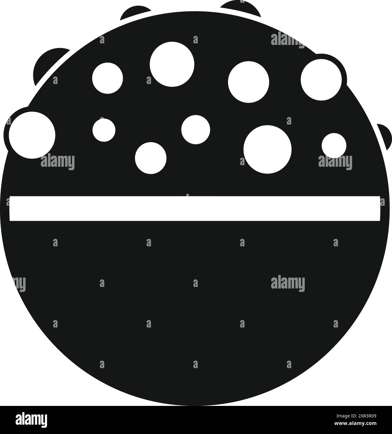 Simple black and white icon of a planet with craters for space ...