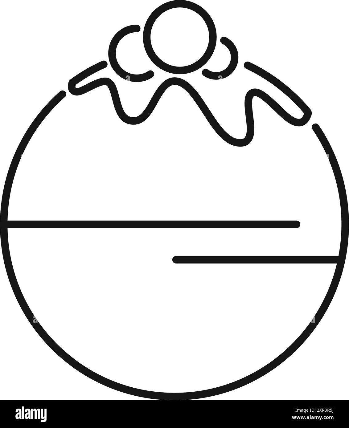 Simple line drawing of a round cake with icing and cream topping ...