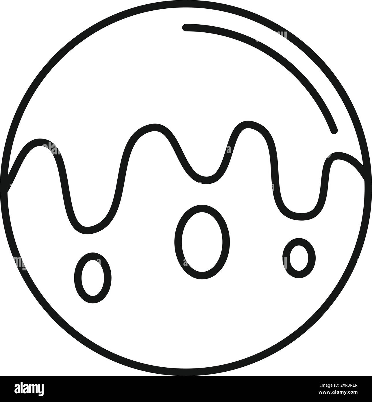 Simple black and white line art illustration of a donut with icing ...