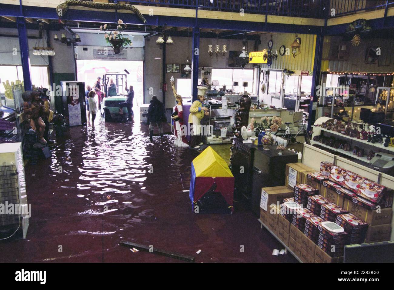 Shop flooded due to heavy rain, De Liede, 30-08-2001 Stock Photo - Alamy