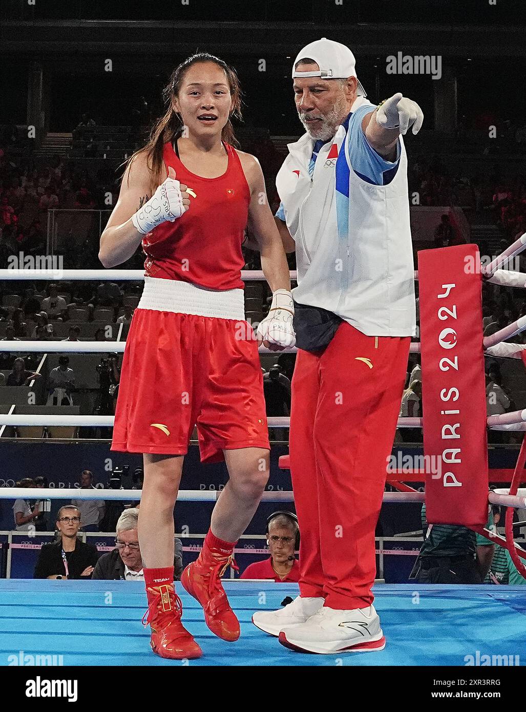 Paris, France. 8th Aug, 2024. Chang Yuan of China celebrates with her ...