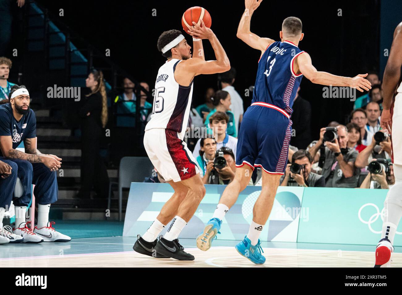 Devin Booker ( 15 - USA), Basketball, Men's Semifinal between United ...