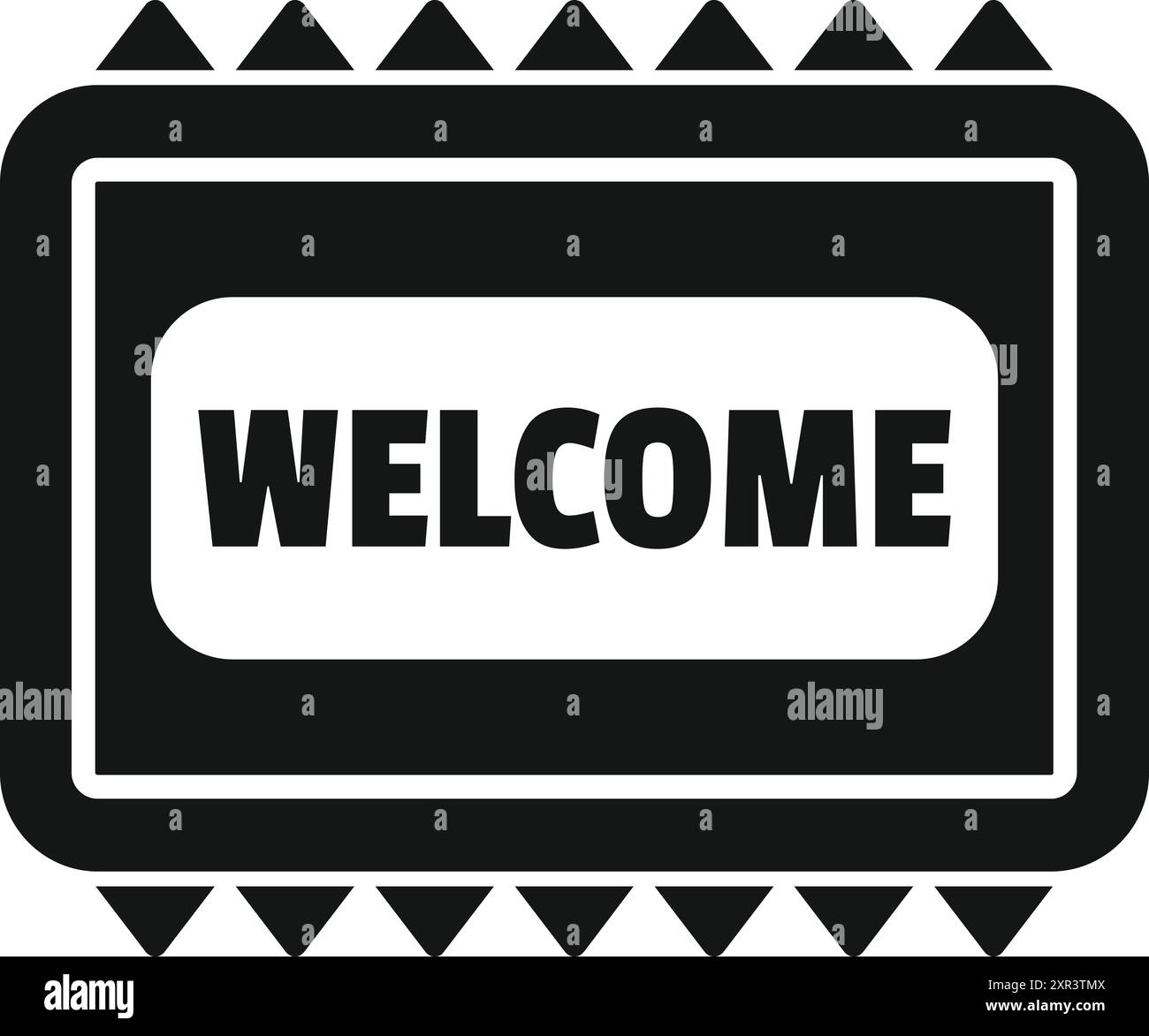 Simple black and white icon of a welcome sign, perfect for conveying a ...