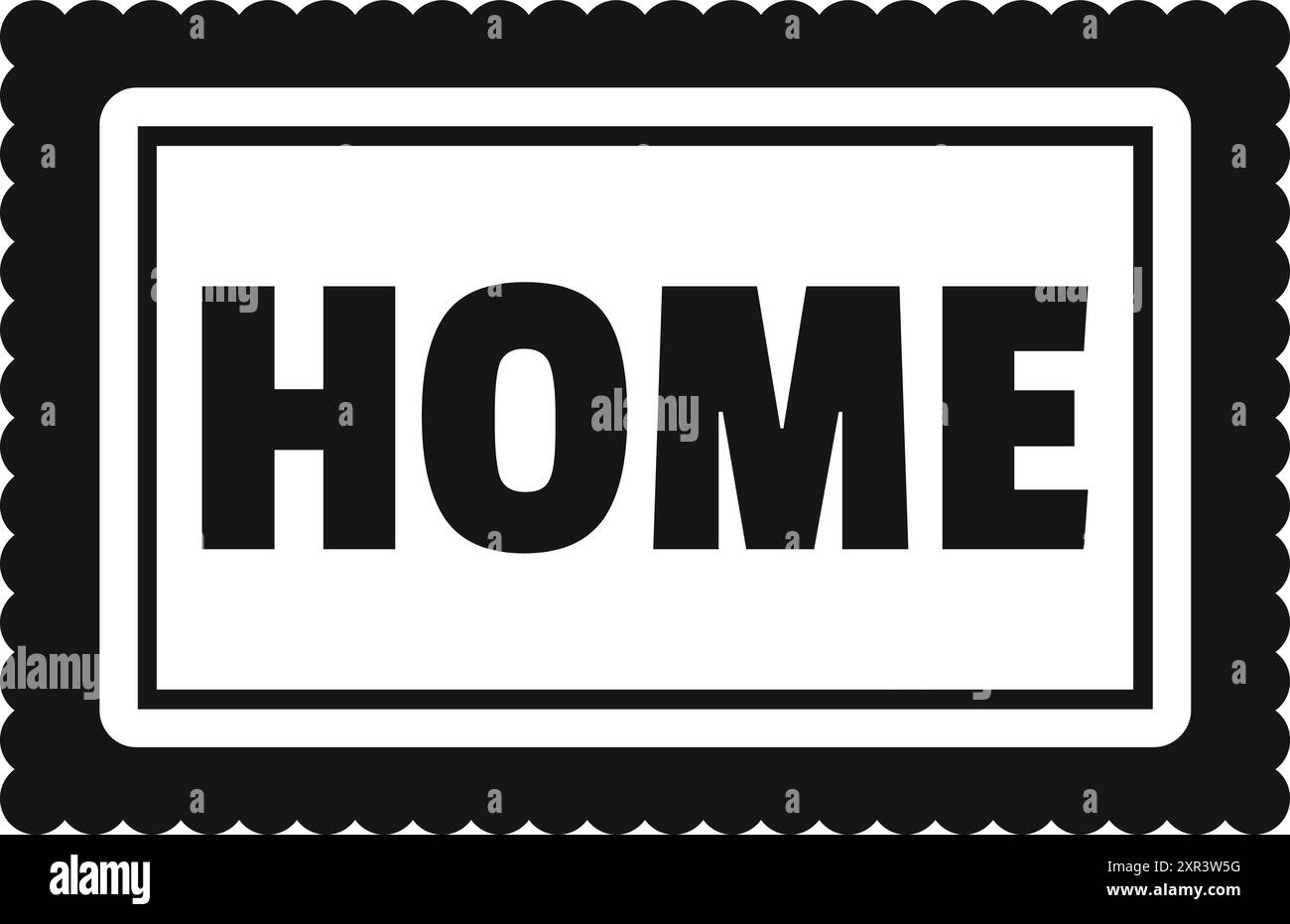 Simple black and white sign featuring the word home within a wavy ...