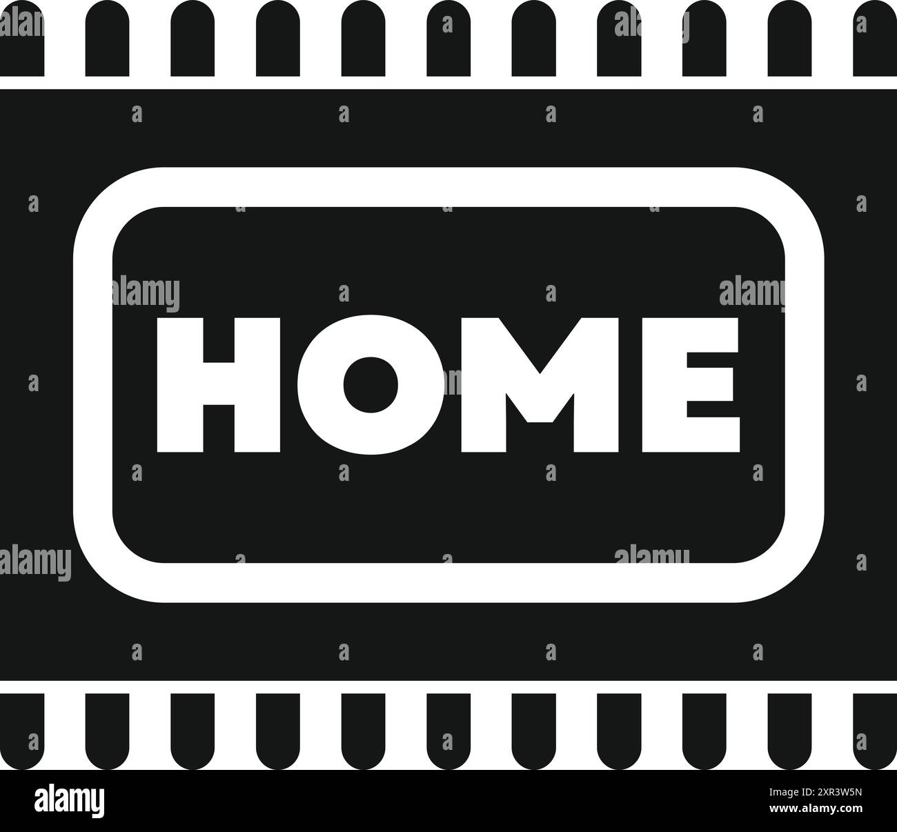 Black and white icon of a doormat with the inscription home, welcoming ...