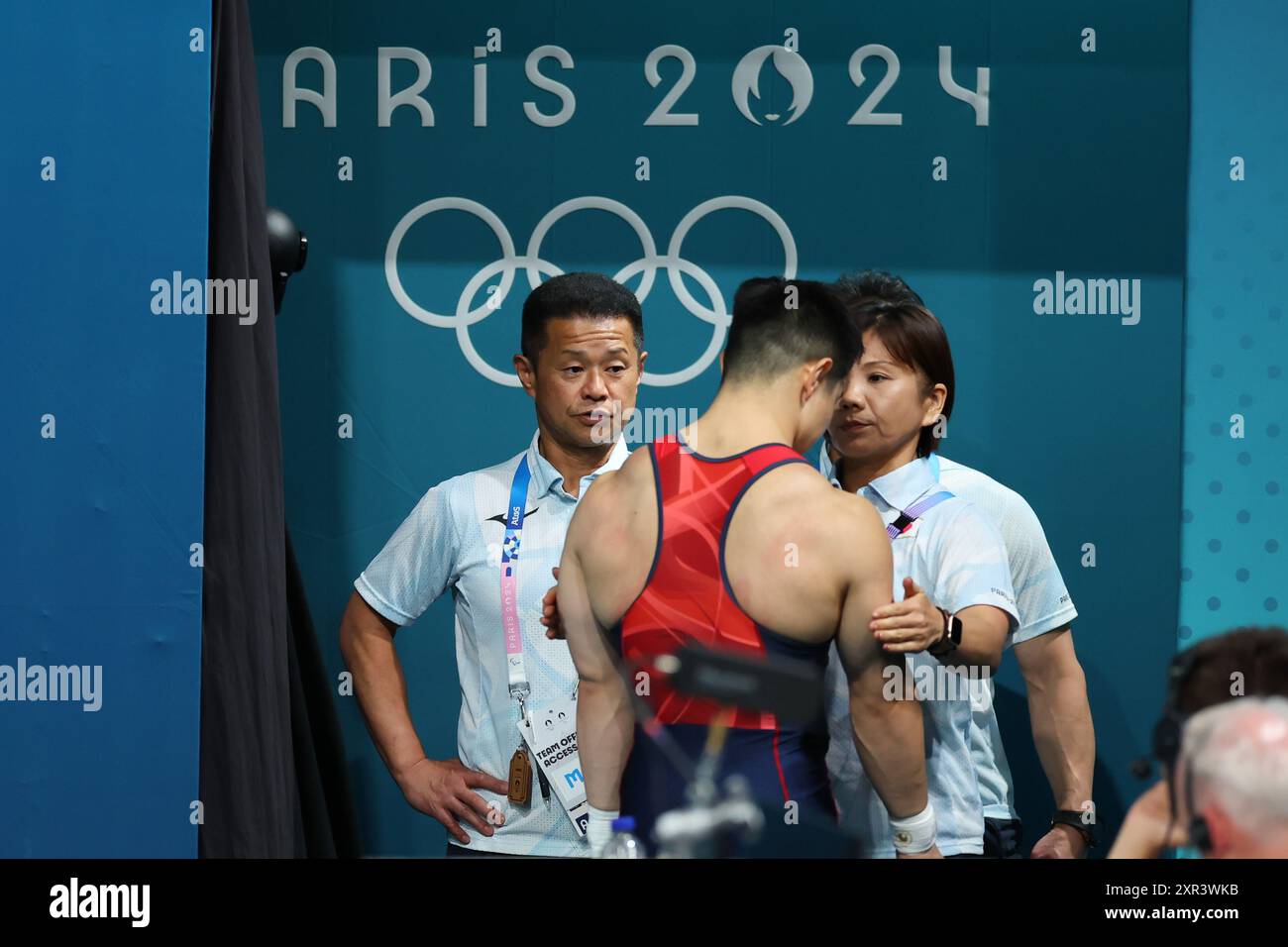 Paris, France. 8th Aug, 2024. (L to R) Kenichi Arai, Masanori Miyamoto, Mari Taira (JPN ...