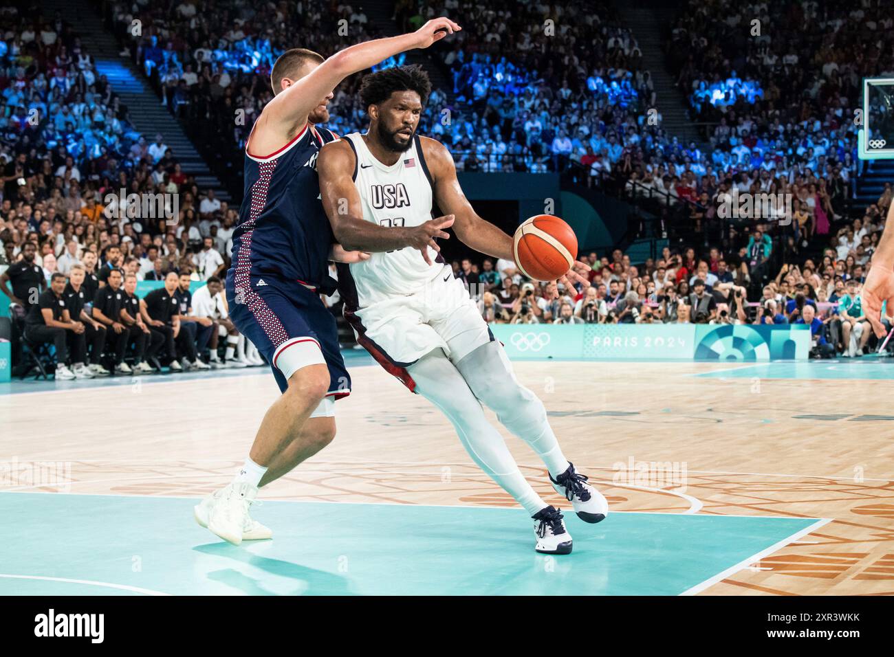 Joel Embiid ( 11 - USA) and Nikola Jokic ( 15 - Serbia), Basketball ...