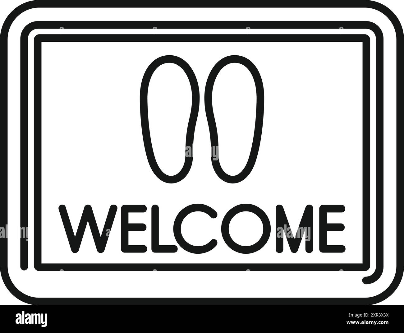 Clean doormat with welcome sign and footprints for indicating where to ...