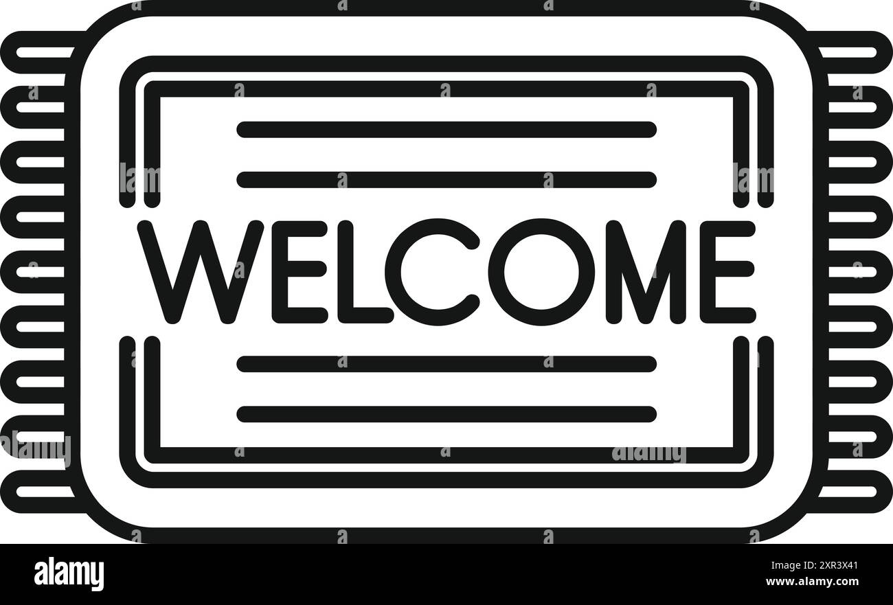 Simple line art of a welcome doormat representing a warm greeting and ...
