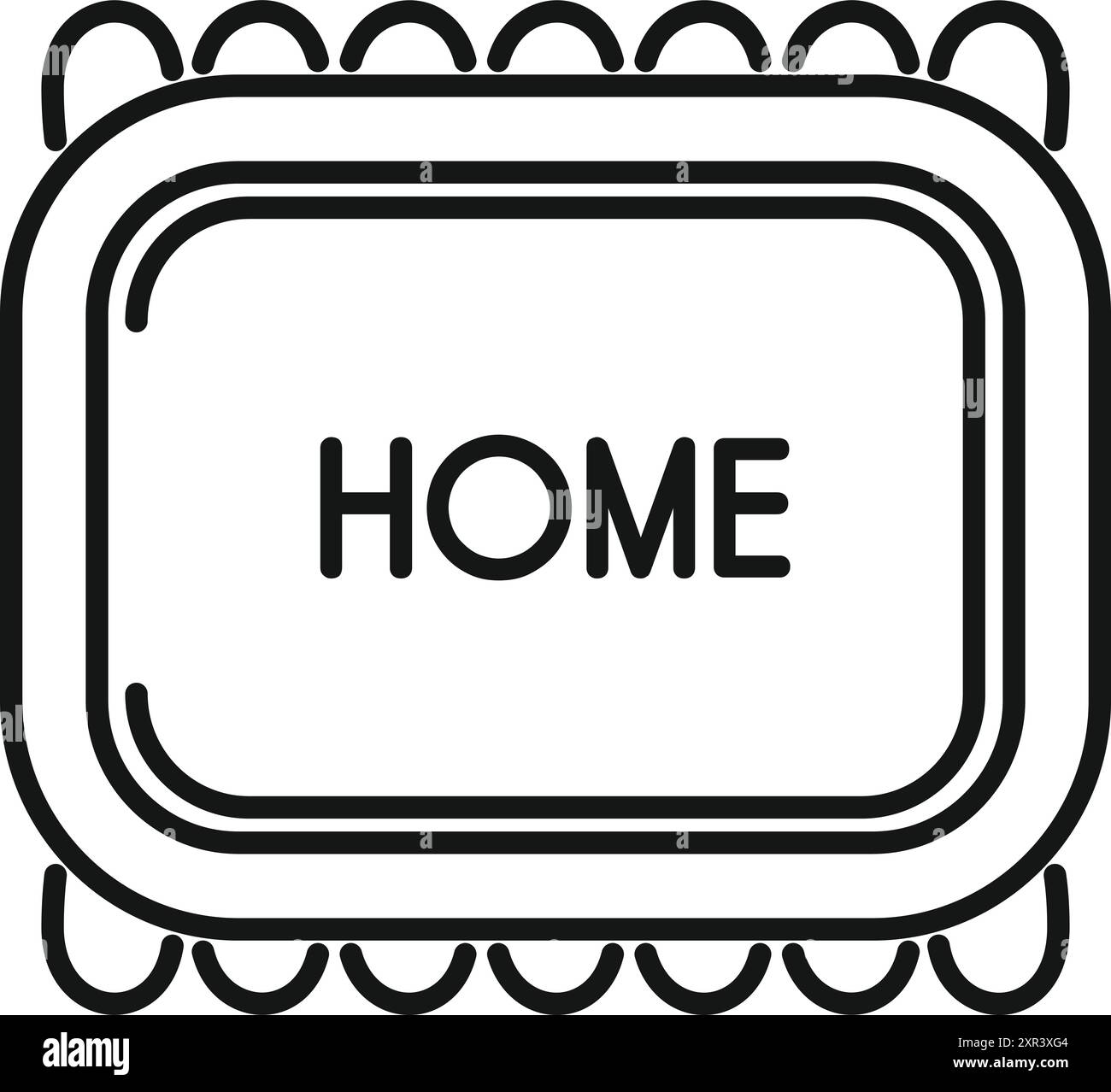 Simple line drawing of a sign saying home with rounded corners and a ...