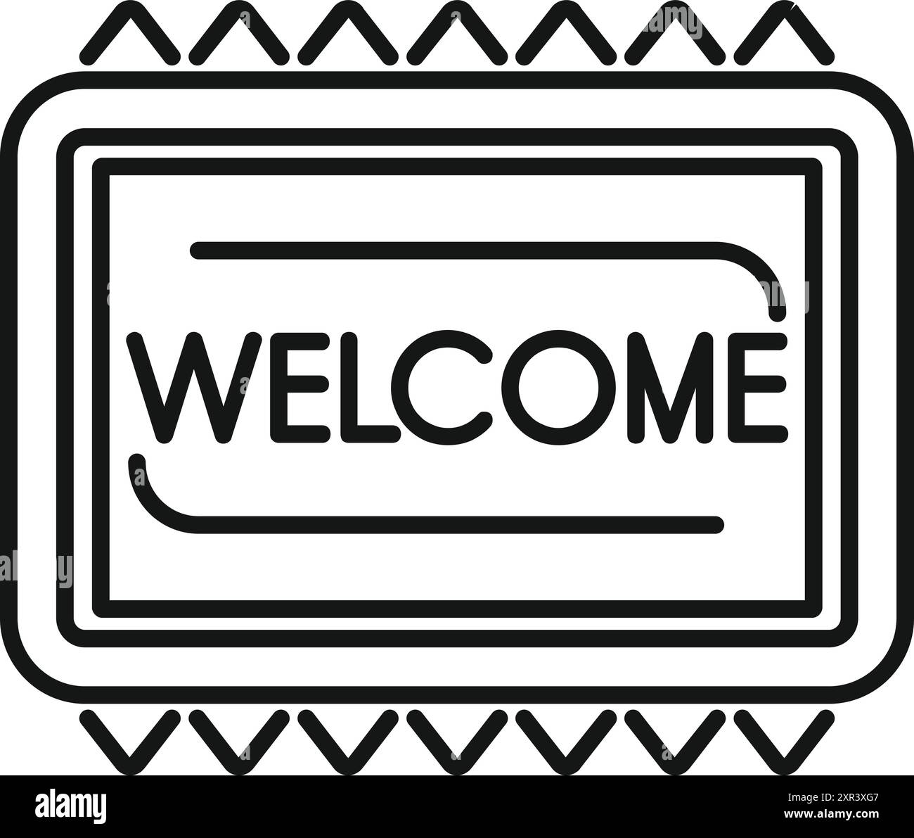 Simple line art icon of a welcome mat, perfect for designs about ...
