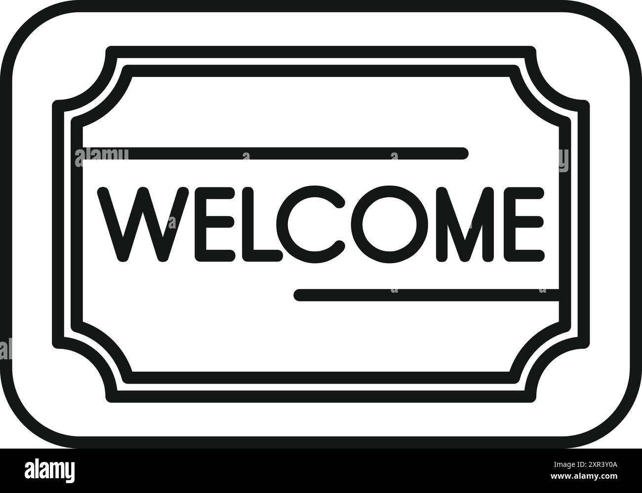 Simple line art icon of a welcome mat, perfect for representing ...