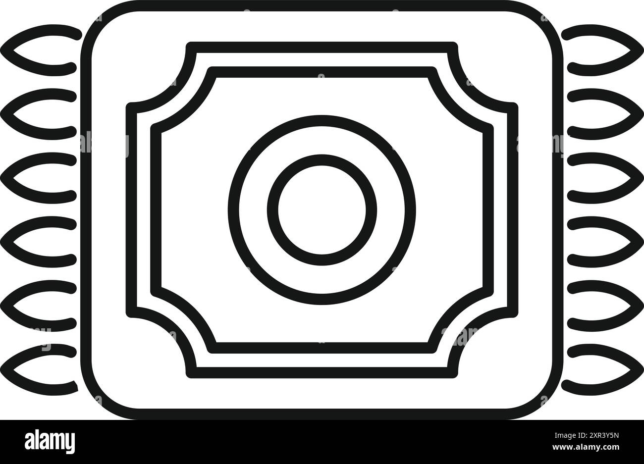 Line art icon of a muslim prayer rug, representing islamic faith and ...