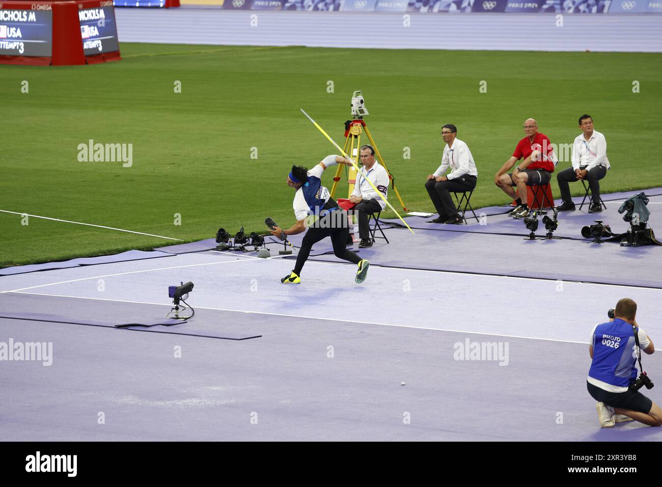 CHOPRA Neeraj of India Men's Javelin Throw Final, during the Olympic ...