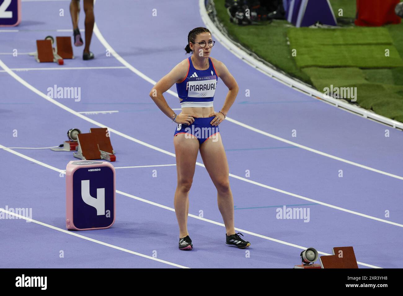 MARAVAL Louise of France Athletics Women's 400m Hurdles Final during the Olympic Games Paris ...