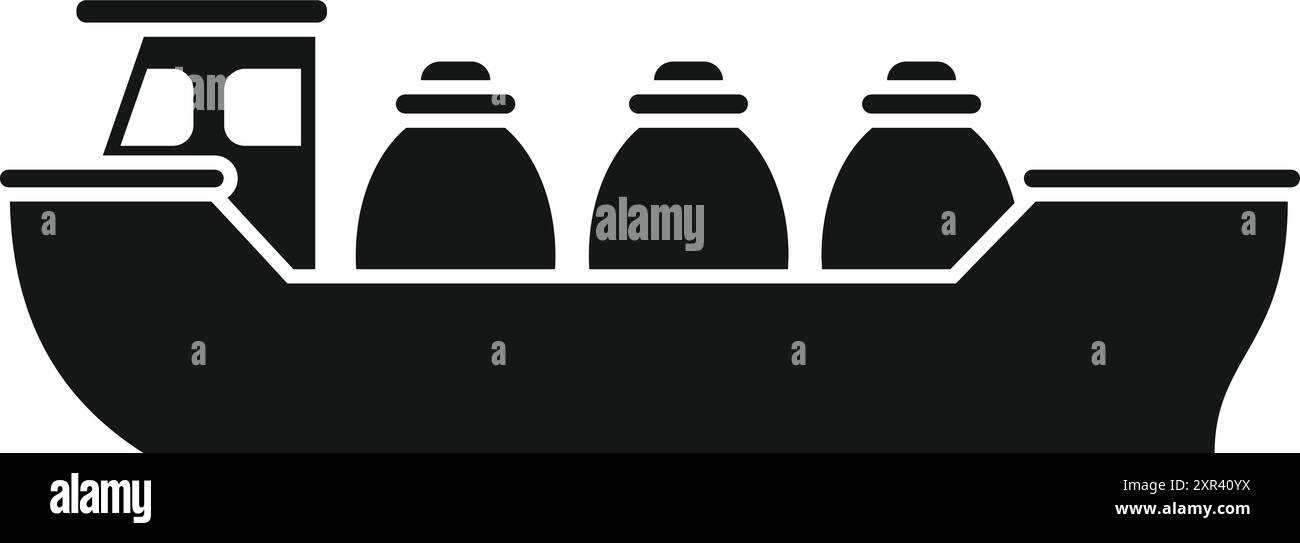 Black simple style icon of a gas carrier ship transporting liquefied ...