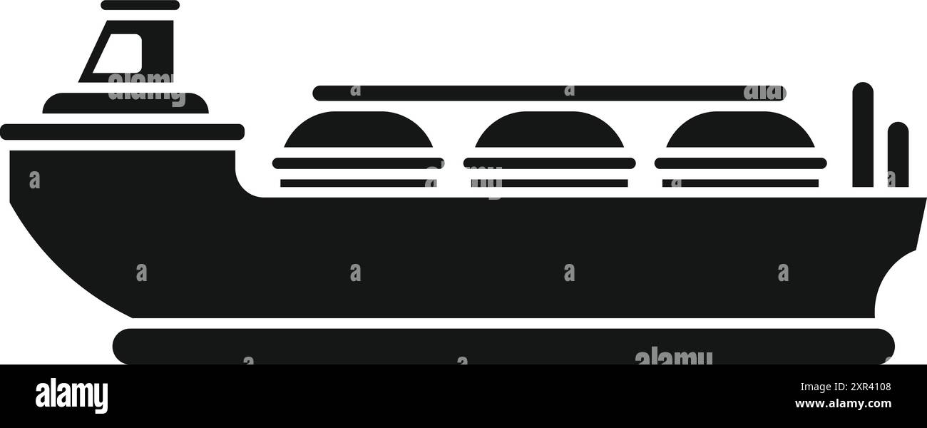 Black simple style icon of a gas carrier ship transporting liquefied ...