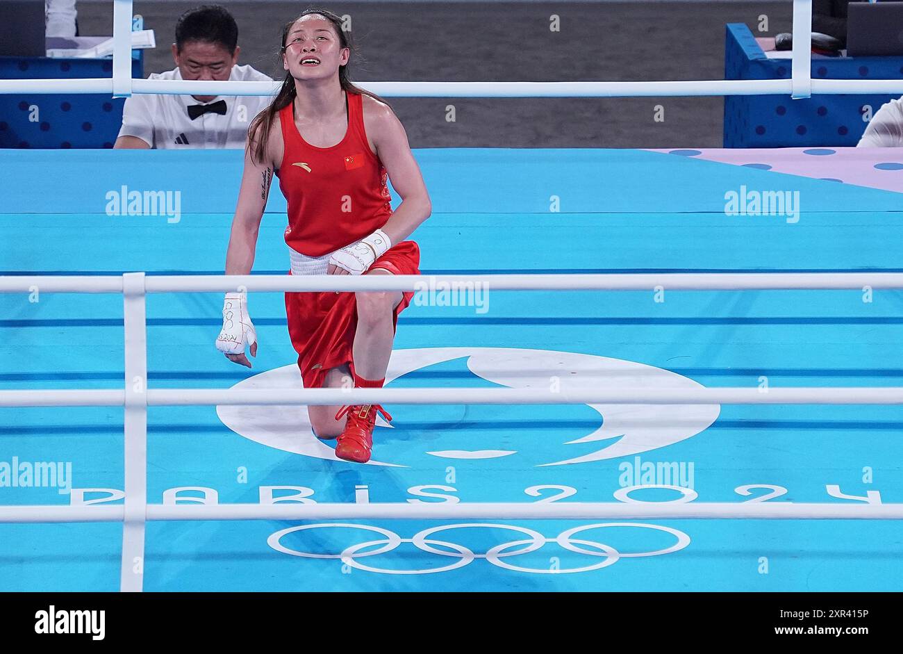 Paris, France. 8th Aug, 2024. Chang Yuan of China celebrates after ...