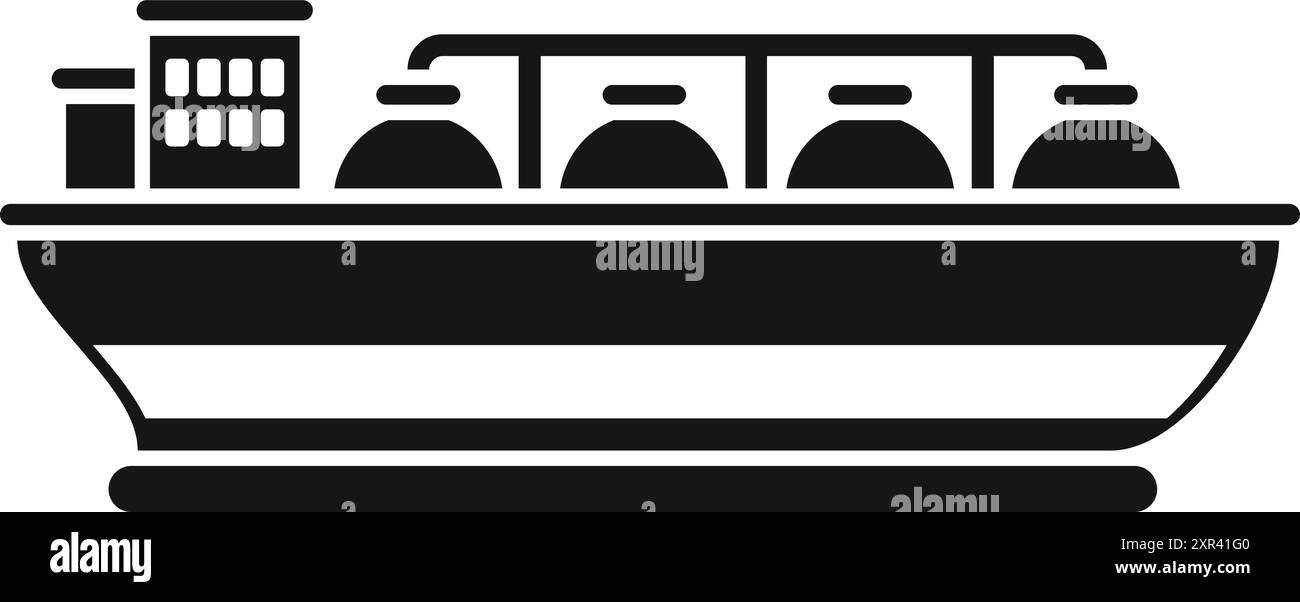 Black and white icon of a gas carrier ship transporting liquefied ...