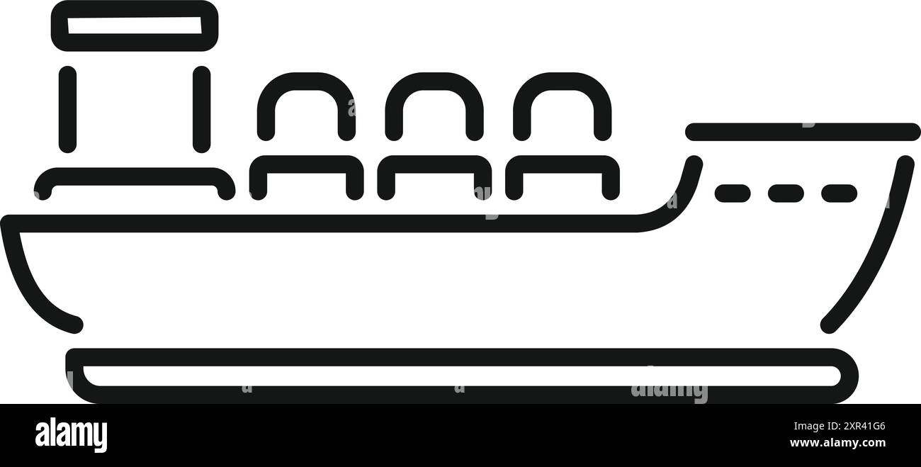 Line drawing of a cargo ship transporting goods across the ocean Stock ...