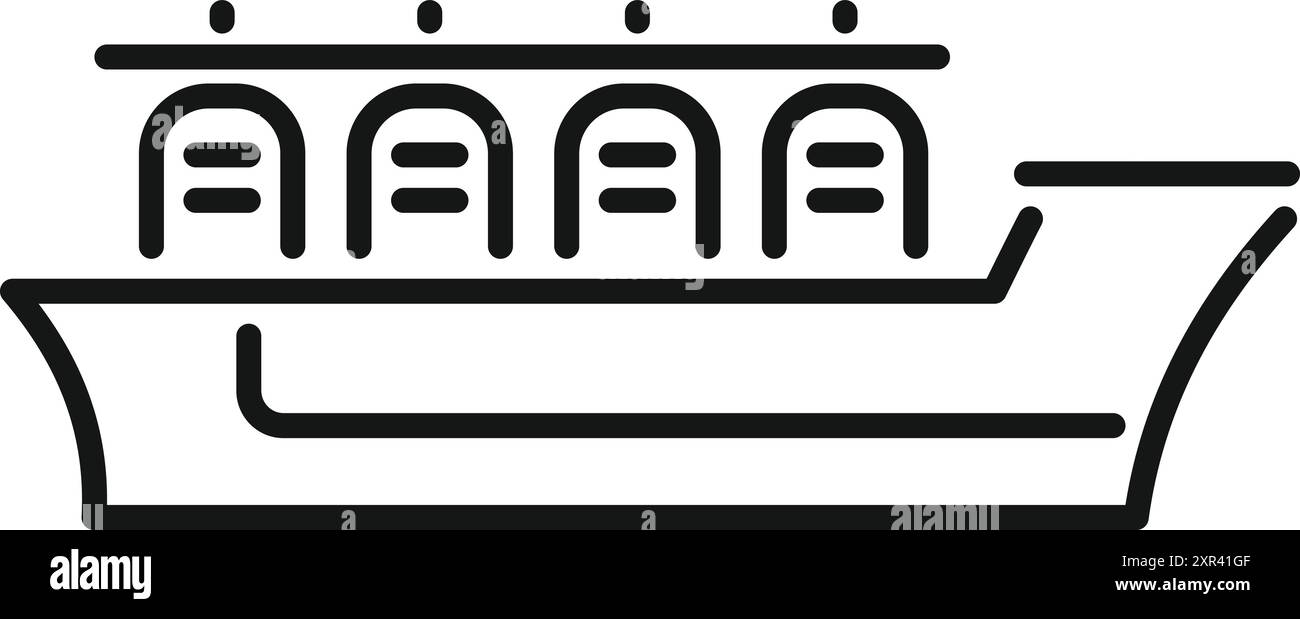 Line art style icon of a greek galley sailing on water Stock Vector ...