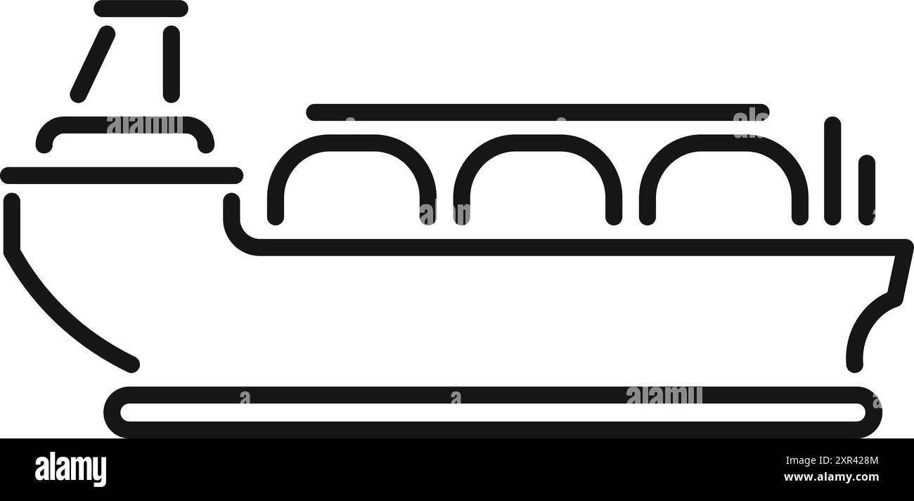Line drawing of a large gas carrier ship transporting liquefied natural gas across the ocean ...