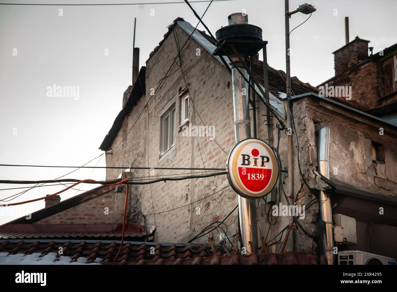 Picture of a sign with the logo of BIP in Belgrade. Beogradska ...