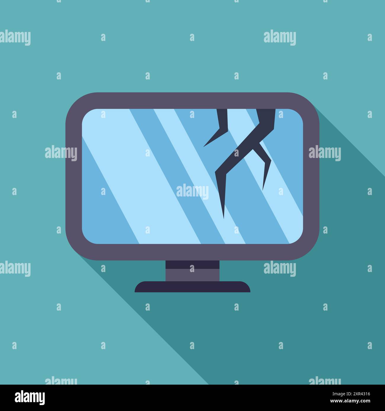Broken computer screen showing cracks in the glass display from an ...